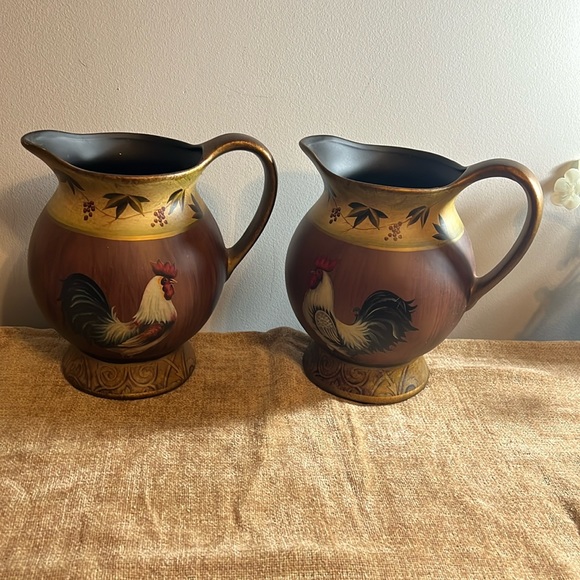 Unbranded | Accents | Set Of 2 Ceramic Rooster Pitchers Home Decor ...